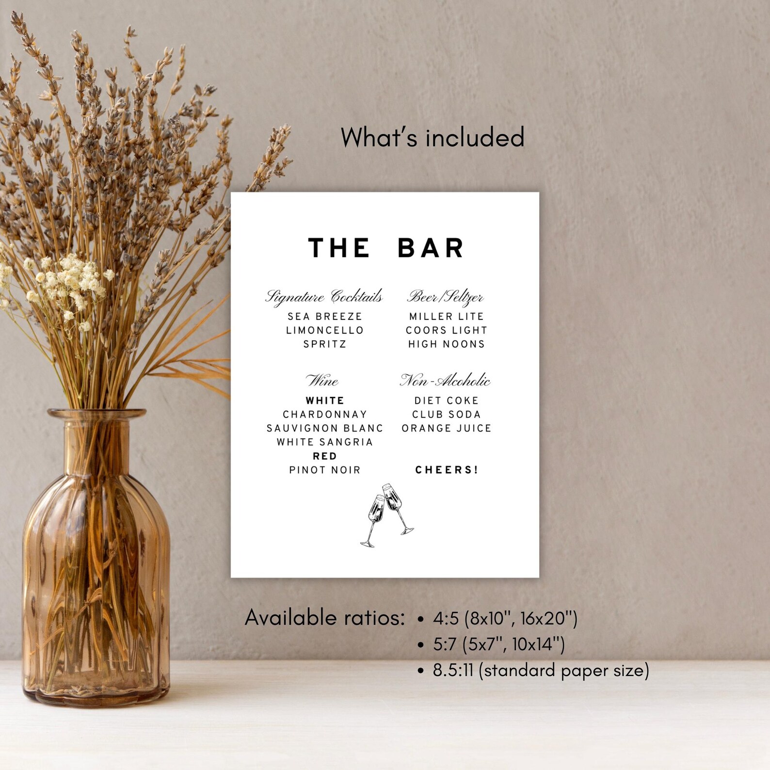 Classy Bar Menu Canva Template | Bar Sign | Signature Drinks | Wedding ...