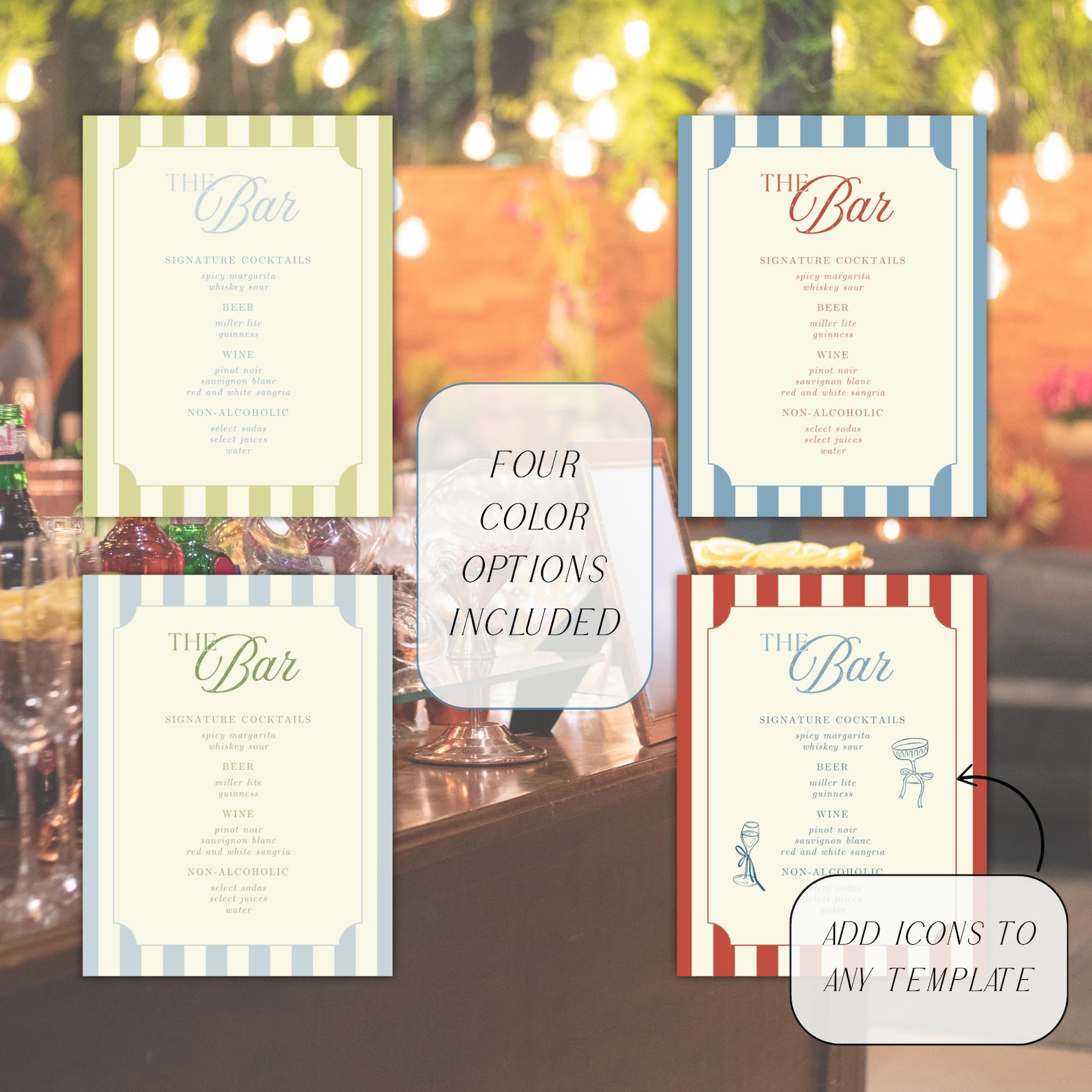 Multi Colored Bar Menu Canva Template | Bar Sign | Signature Drinks ...