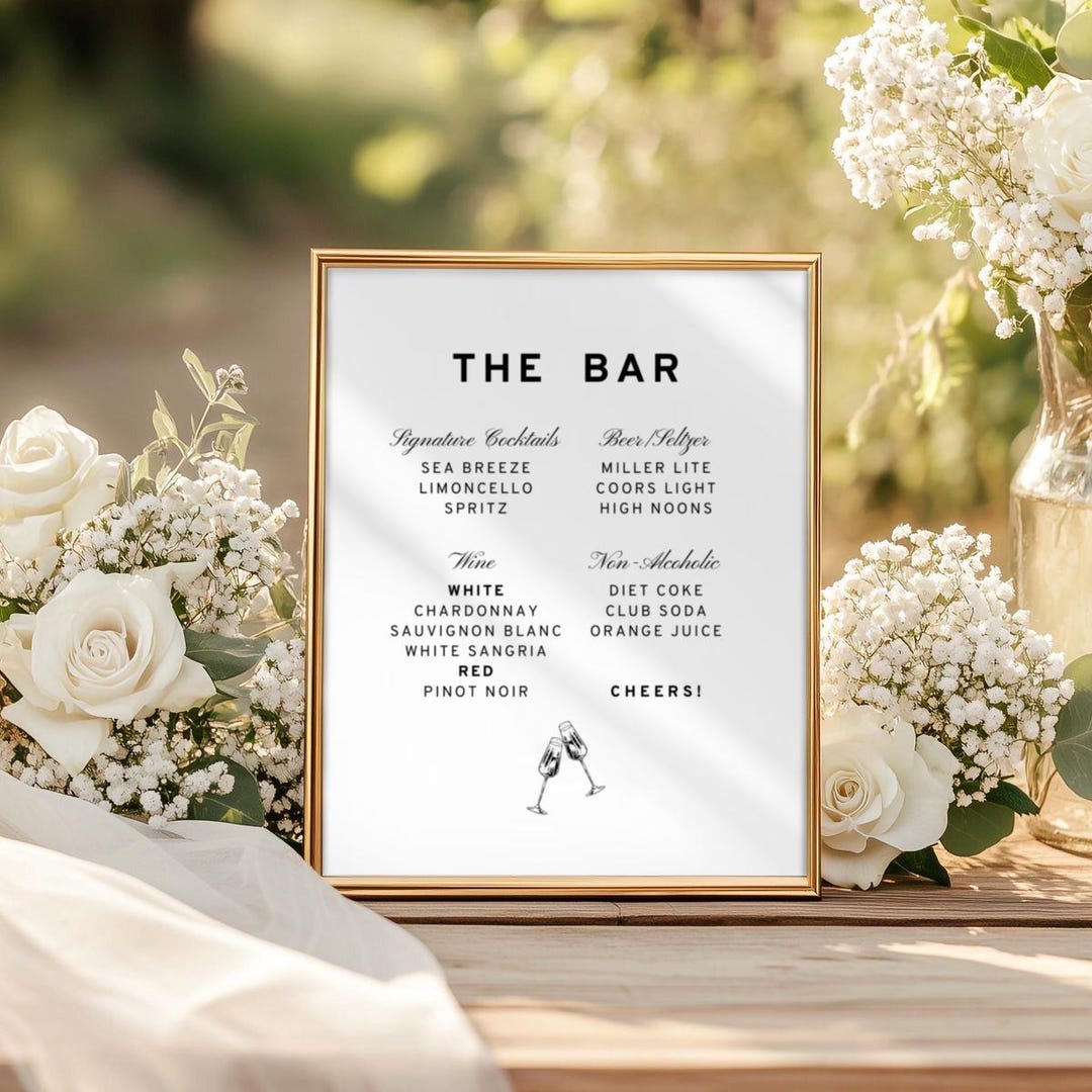 Classy Bar Menu Canva Template | Bar Sign | Signature Drinks | Wedding ...