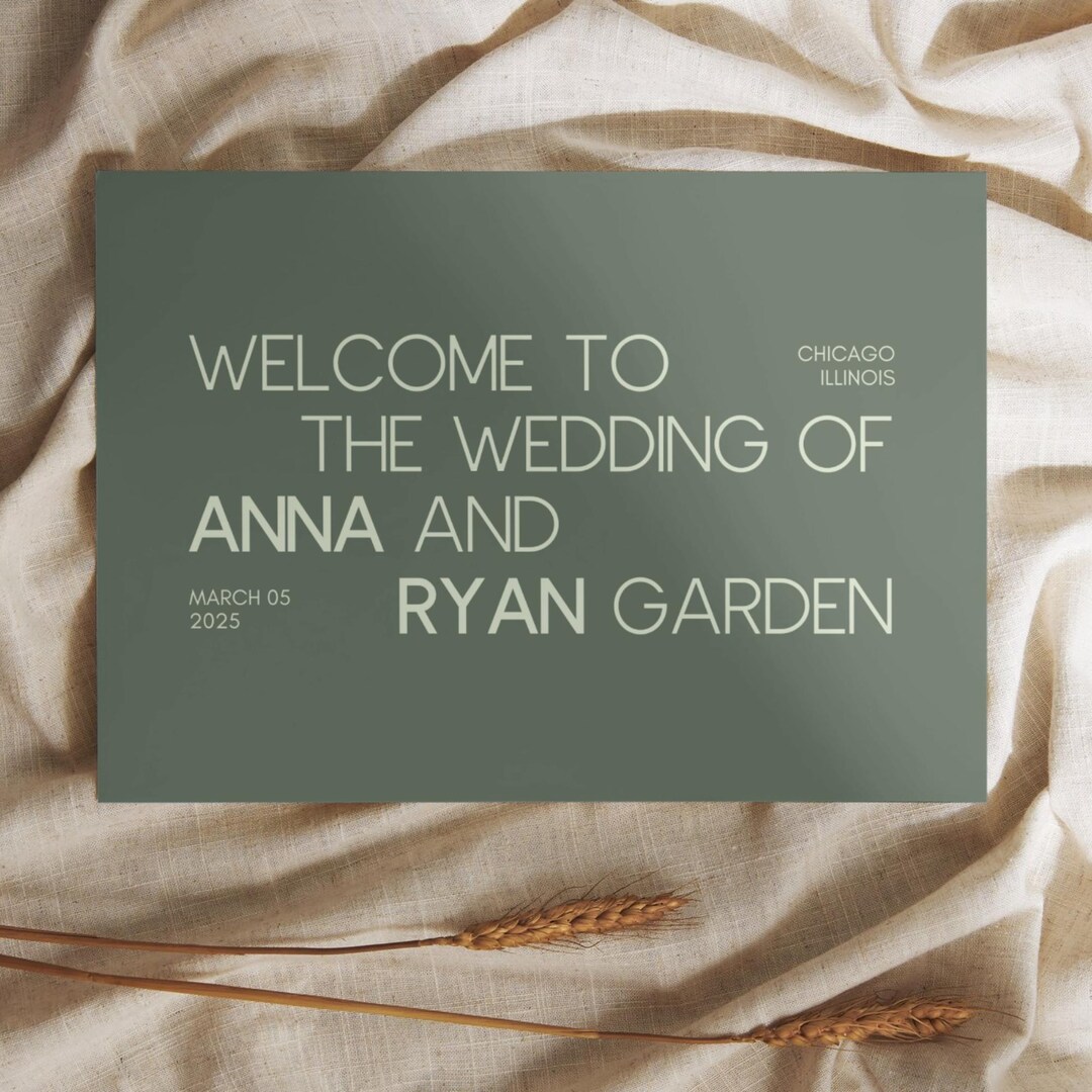 08 Welcome Sign Canva Template | Wedding | Engagement Party | Night ...