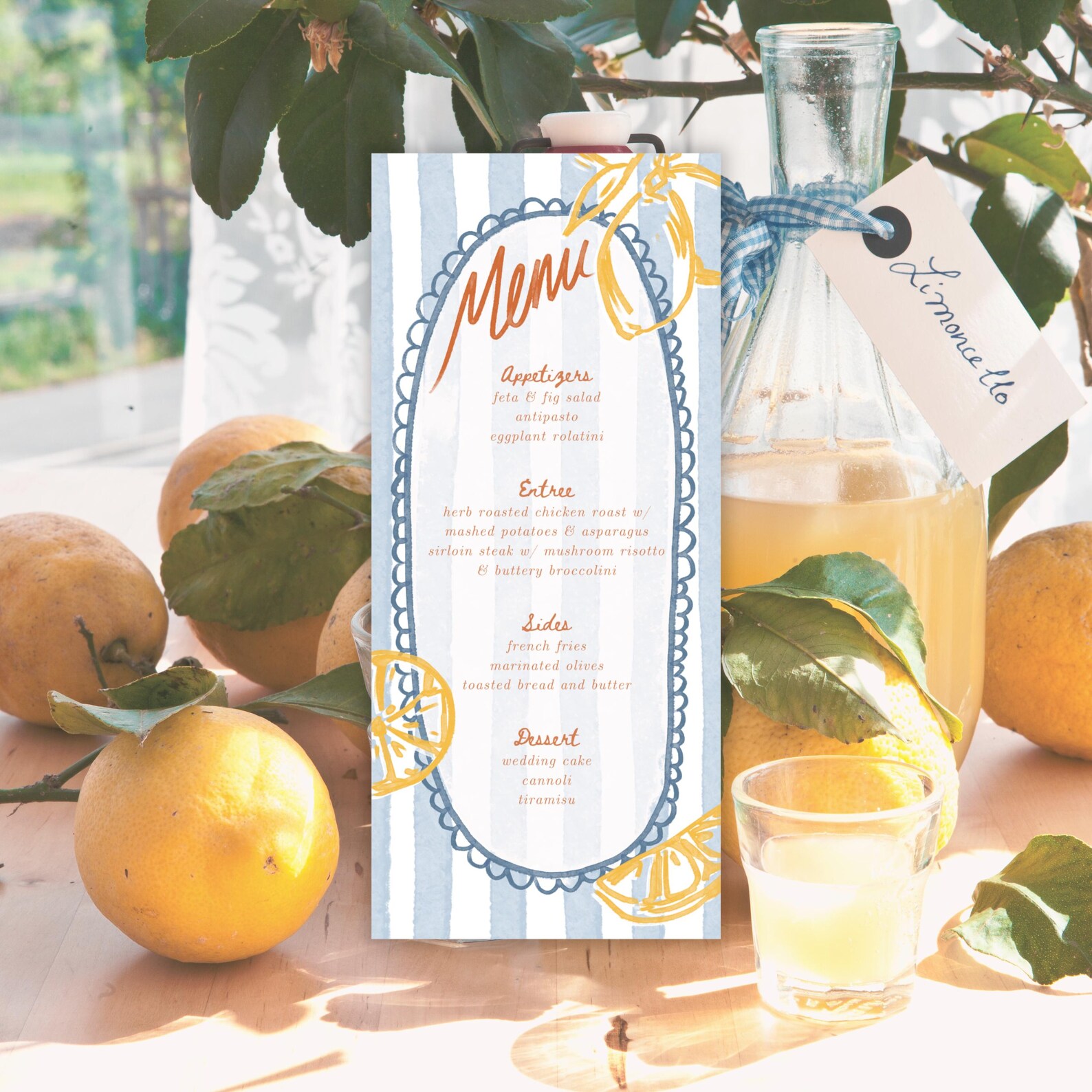 Lemon Wedding Menu Template | Hand-drawn Dolce Vita (digital Download ...