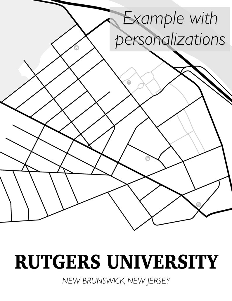 Rutgers University Map Print: College Ave Campus, Customizable - Etsy