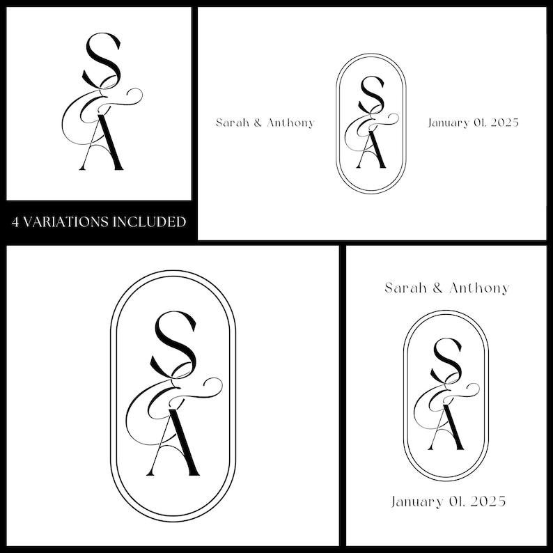 Custom Wedding Monogram 01 Minimal Modern Design Wedding Logo for ...