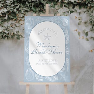 09 Coastal Welcome Sign Canva Template | Beach Themed | Bridal Shower ...