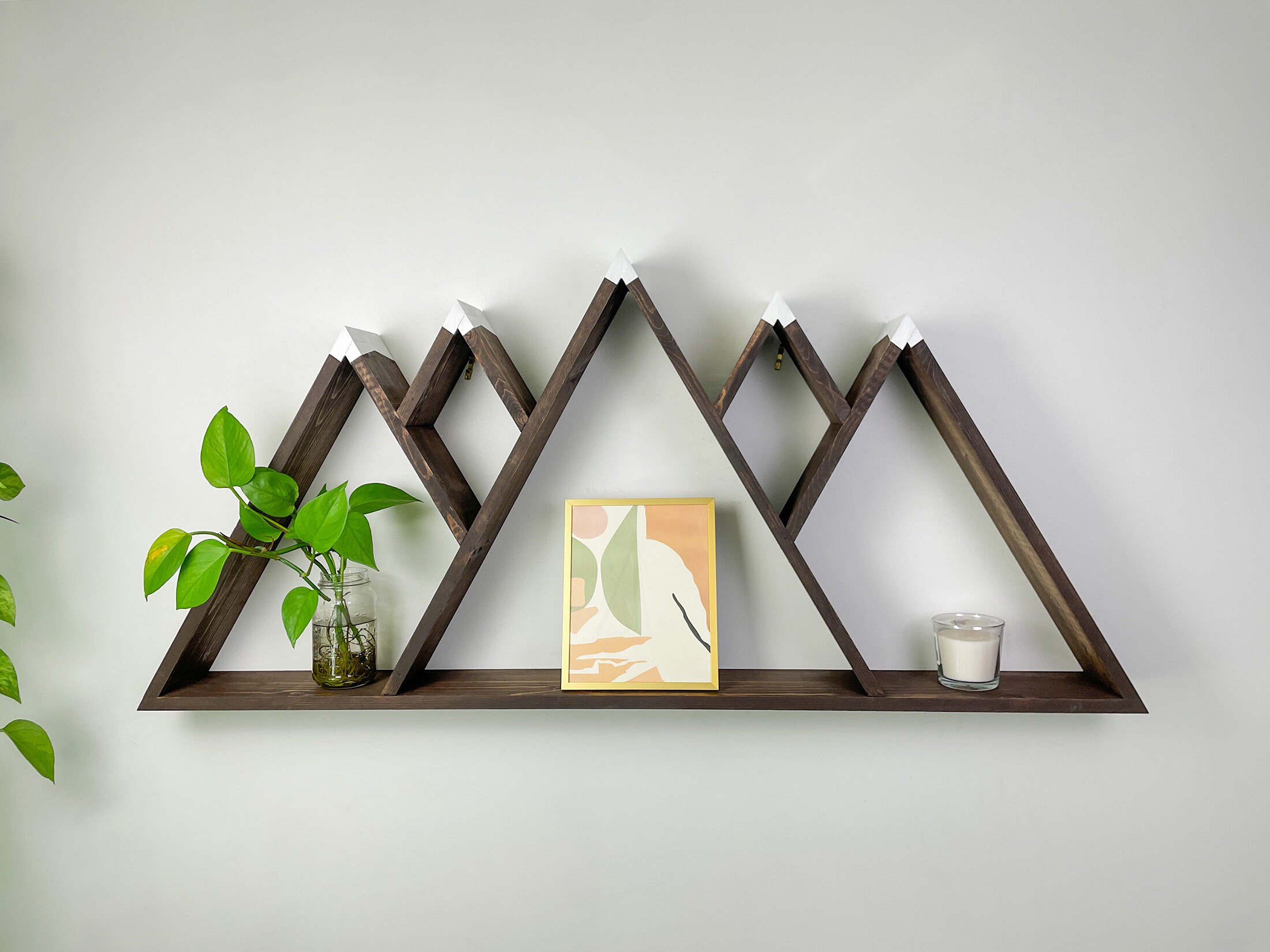 Rustic 5 Peak Mountain Shelf: Spruce Wood Adventure Decor (54" X 24.5 ...