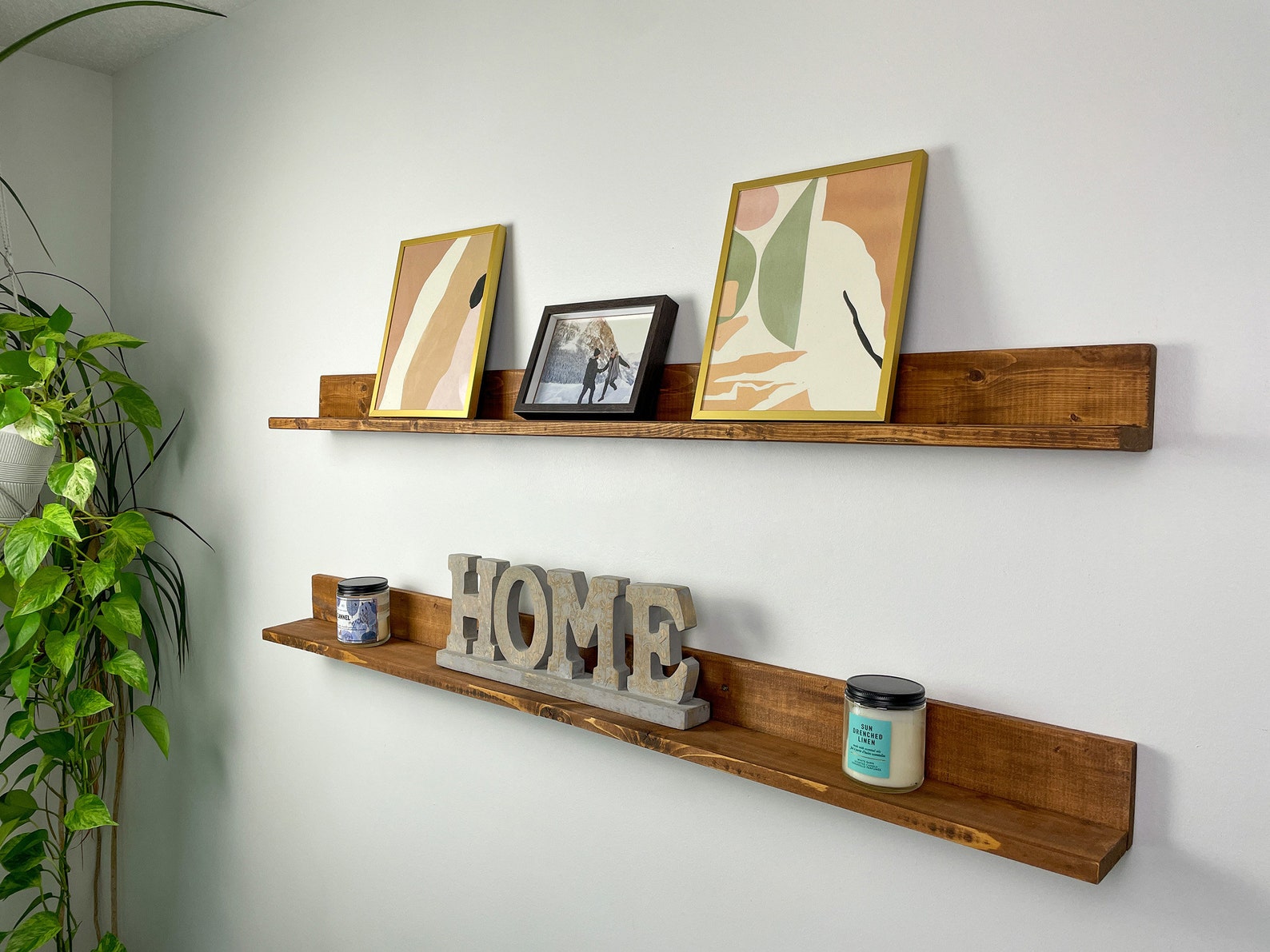 Rustic Wooden Picture Ledge Shelf: Handmade Knotty Pine Floating Shelf ...