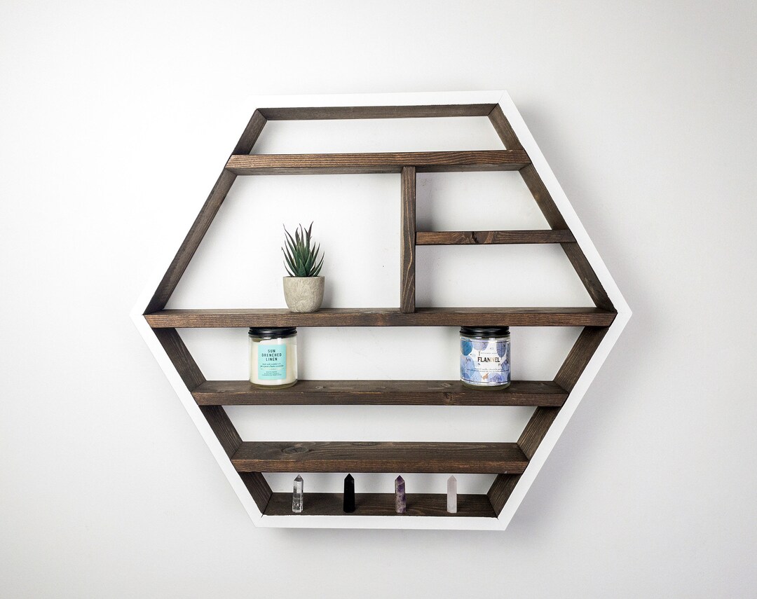 Honeycomb Essential Oil Shelf: Two-tone Floating Hexagon Display - Etsy