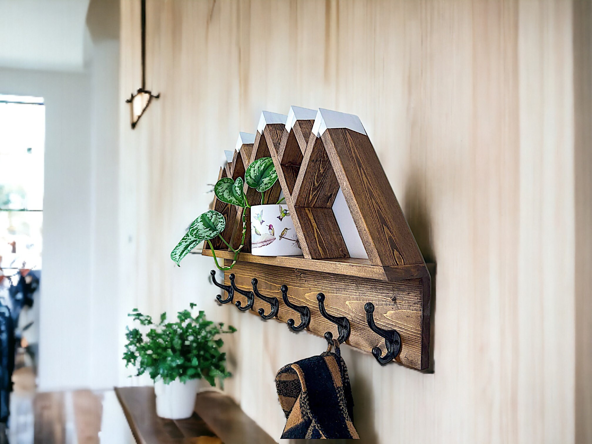 Mountain Shelf With Heavy Duty Hooks - Rustic Decor - Adventure Decor ...
