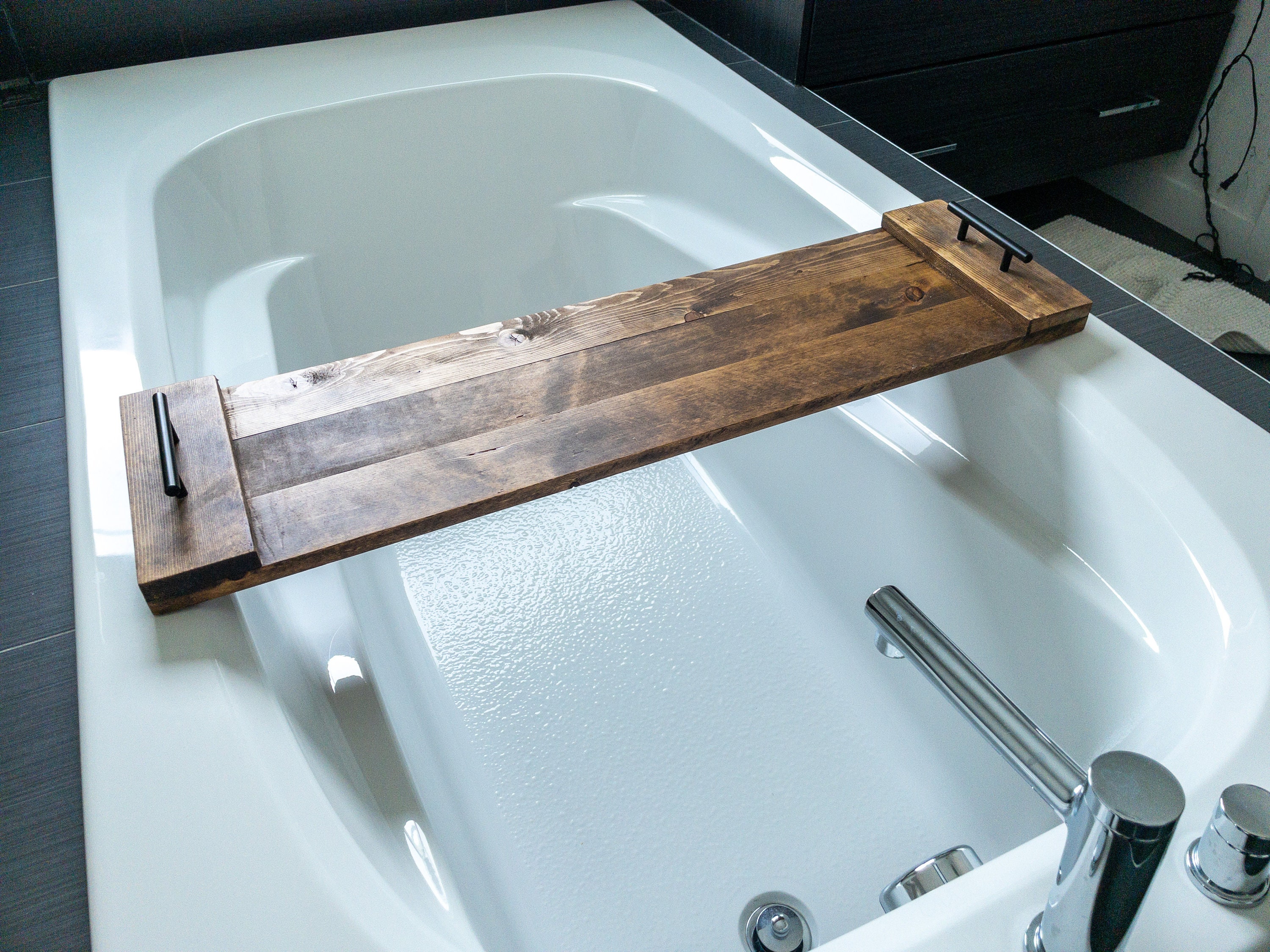 Handmade Wood Bathtub Caddy Tray: Rustic Bath Shelf - Etsy