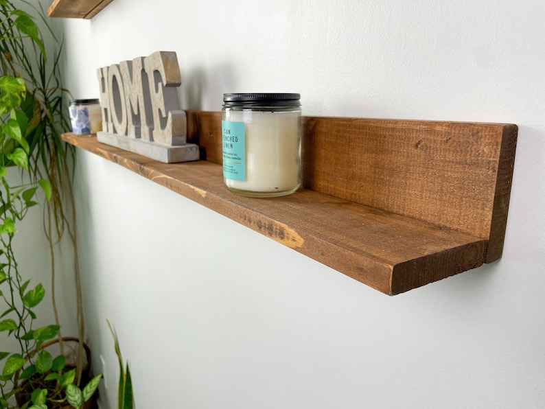 Rustic Wooden Picture Ledge Shelf: Handmade Knotty Pine Floating Shelf ...