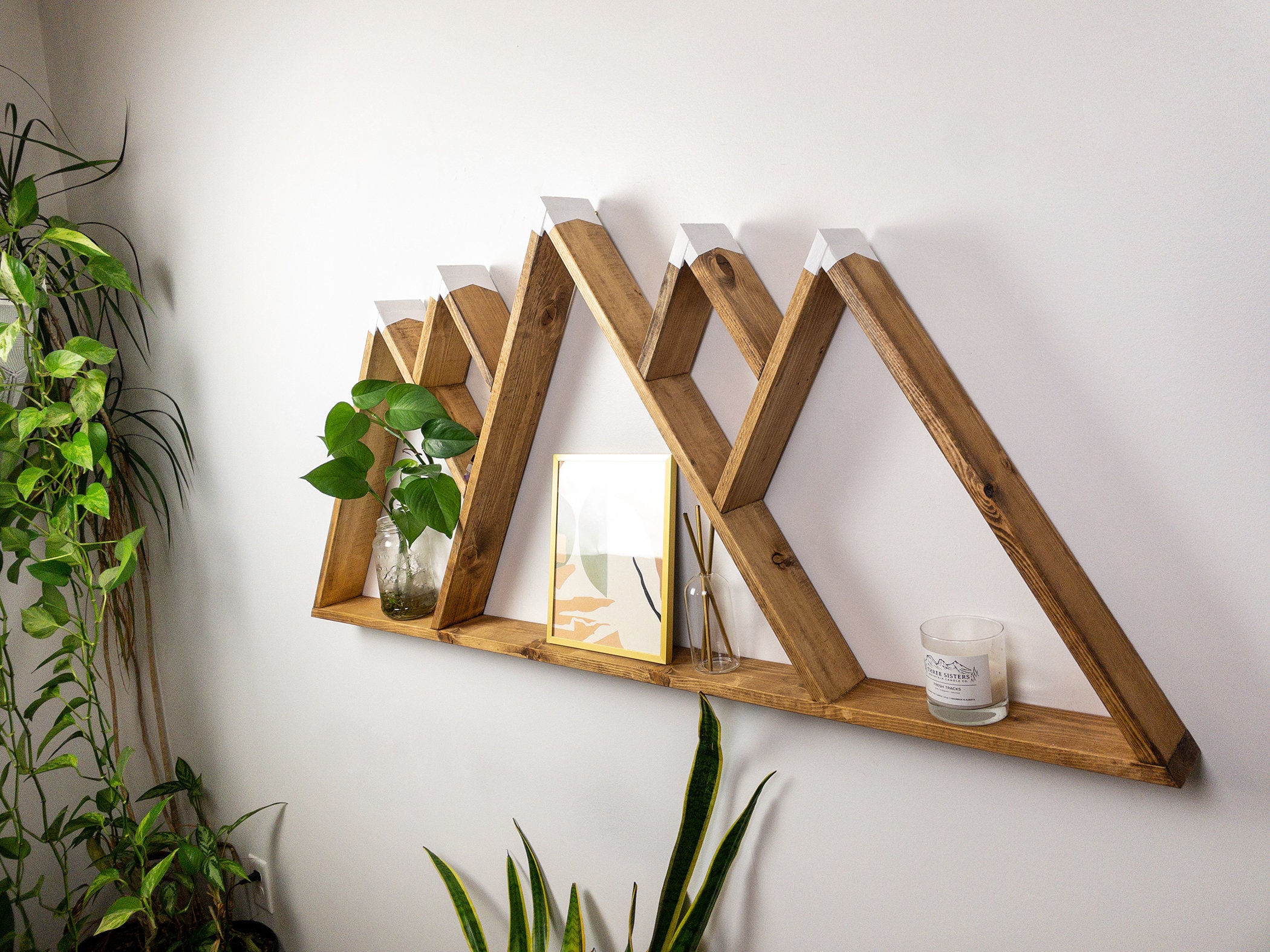 Wooden Mountain Wall Art XL Wood Mountain Shelf 5 Peak - Etsy