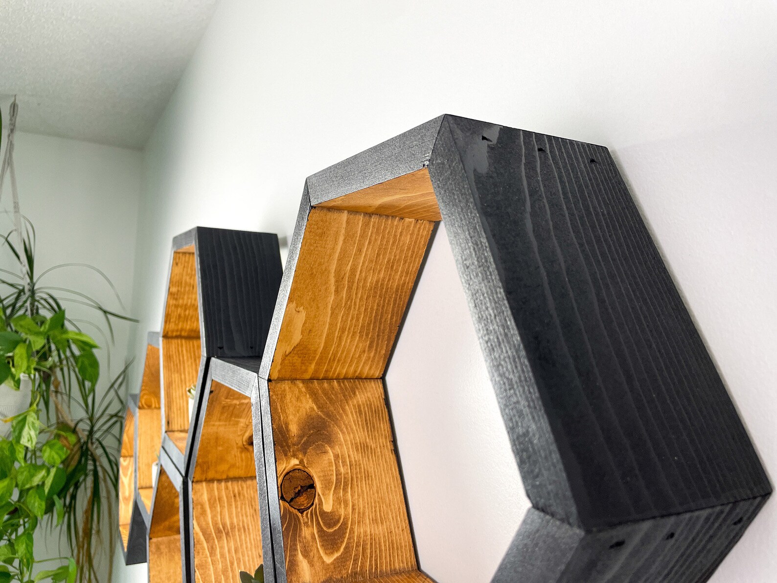 Set of 6 Two-tone Hexagon Shelves: Honeycomb Wall Decor - Etsy