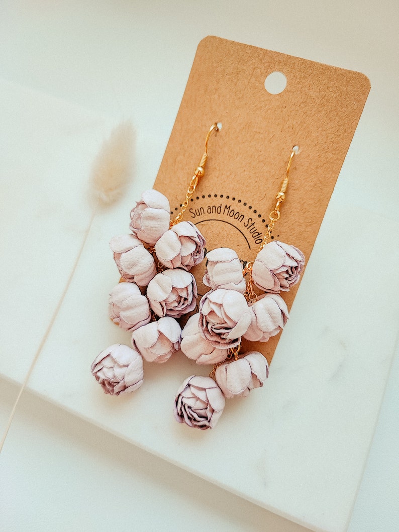 PAEONIA Peony Earrings, Hook Earrings, Minimalist, Gold, Statement ...