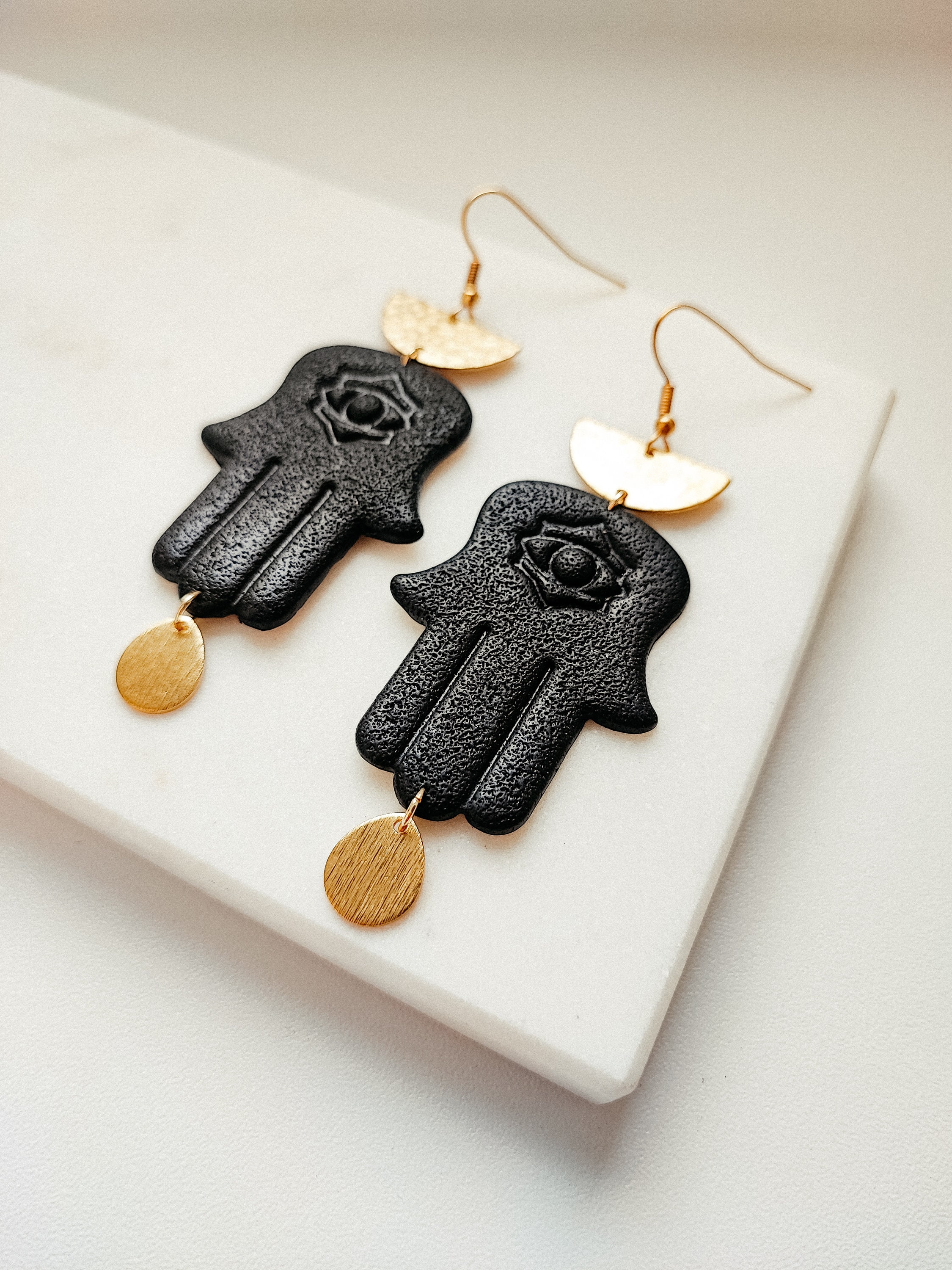 SPIRITUAL LUCK Polymer Clay Fatima Hand, Hamsa Hand, Statement Earring ...