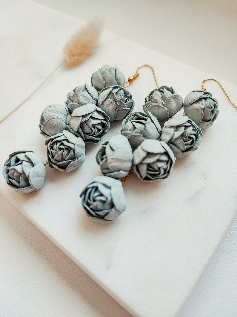 PAEONIA Peony Earrings, Hook Earrings, Minimalist, Gold, Statement ...