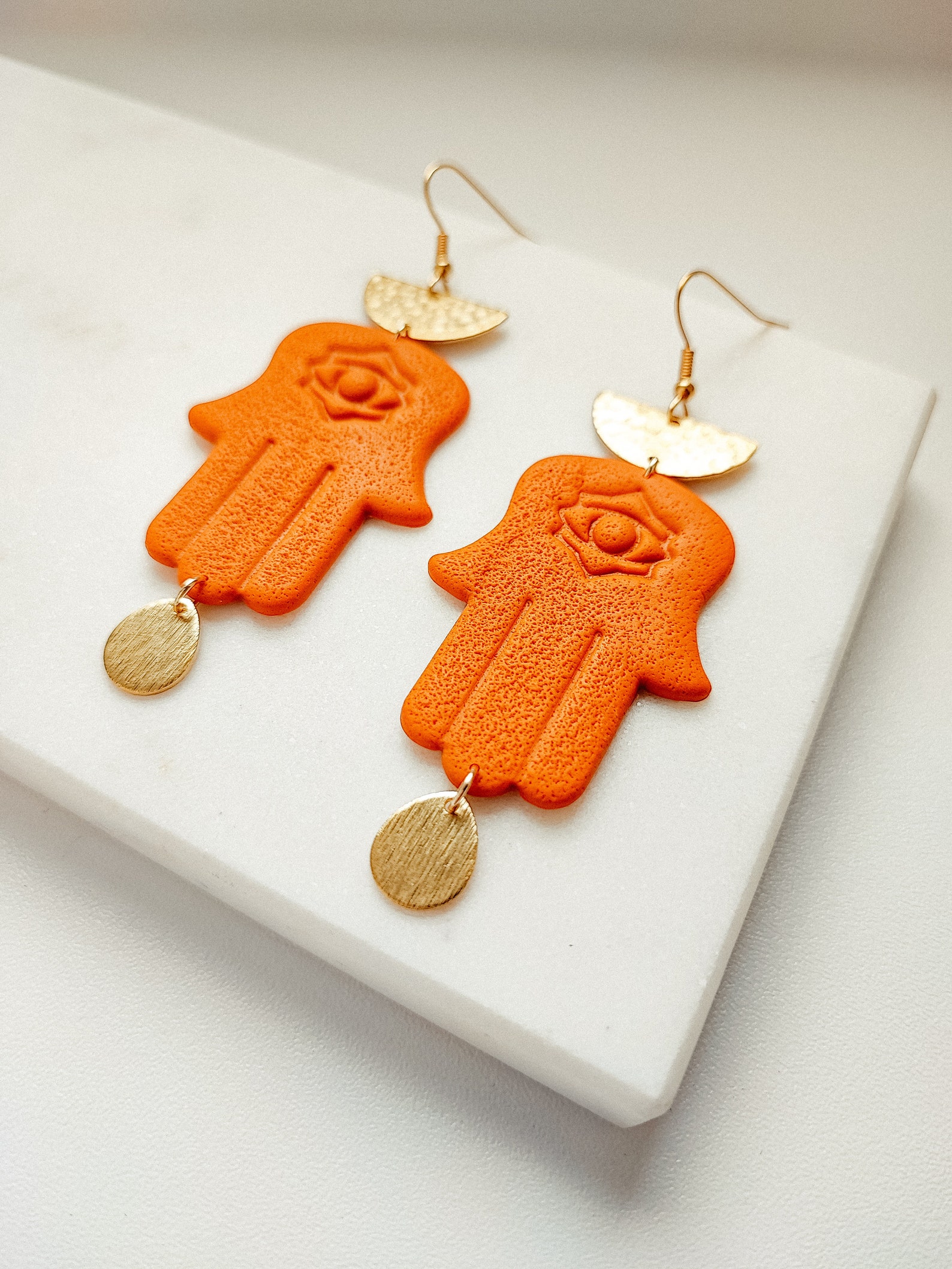 SPIRITUAL LUCK Polymer Clay Fatima Hand, Hamsa Hand, Statement Earring ...