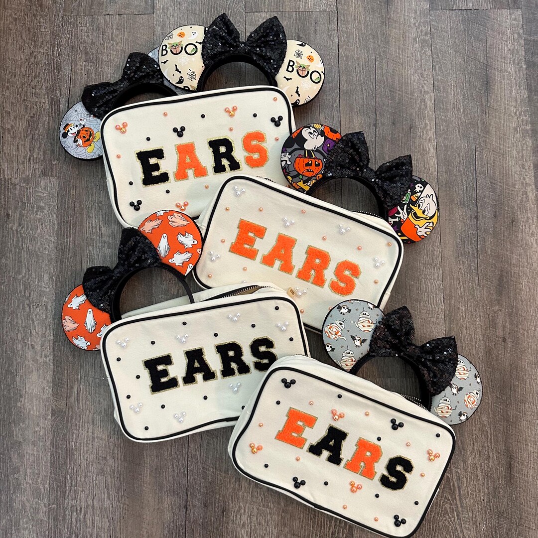 Orange and Black Pearl Ear Bags | Ear Bags | Ear Holder Bags | Chenille ...