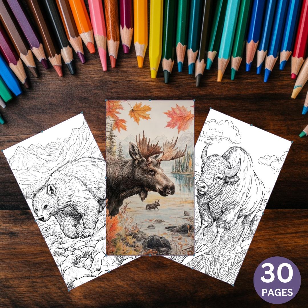 Canadian Wildlife Coloring Book for Adults & Kids – 30 Printable Pages ...