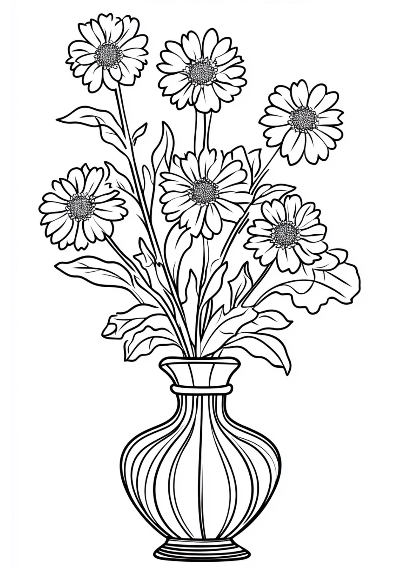 Flower Vase Coloring Page Collection, PDF File, Instant Download ...