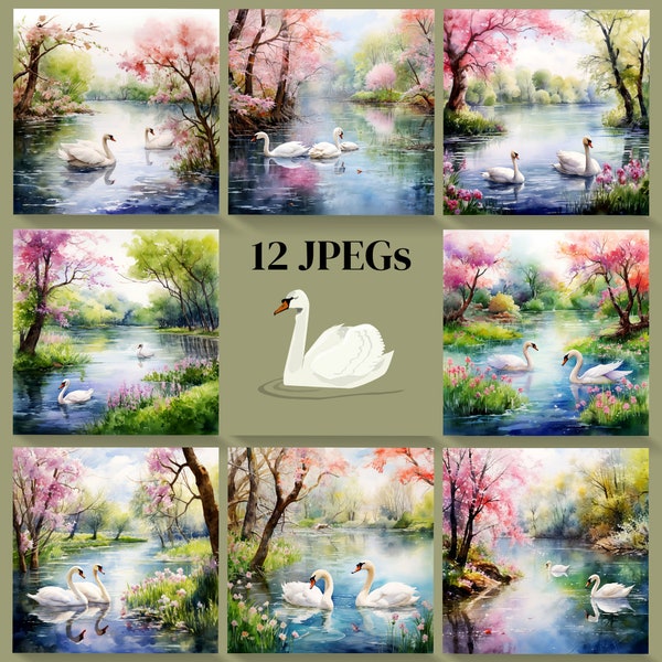 Swan Lake Painting - Etsy