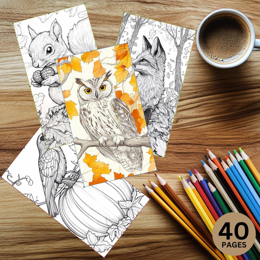 Colors of the Harvest: an Autumn Coloring Book, 40 Page, PDF File ...
