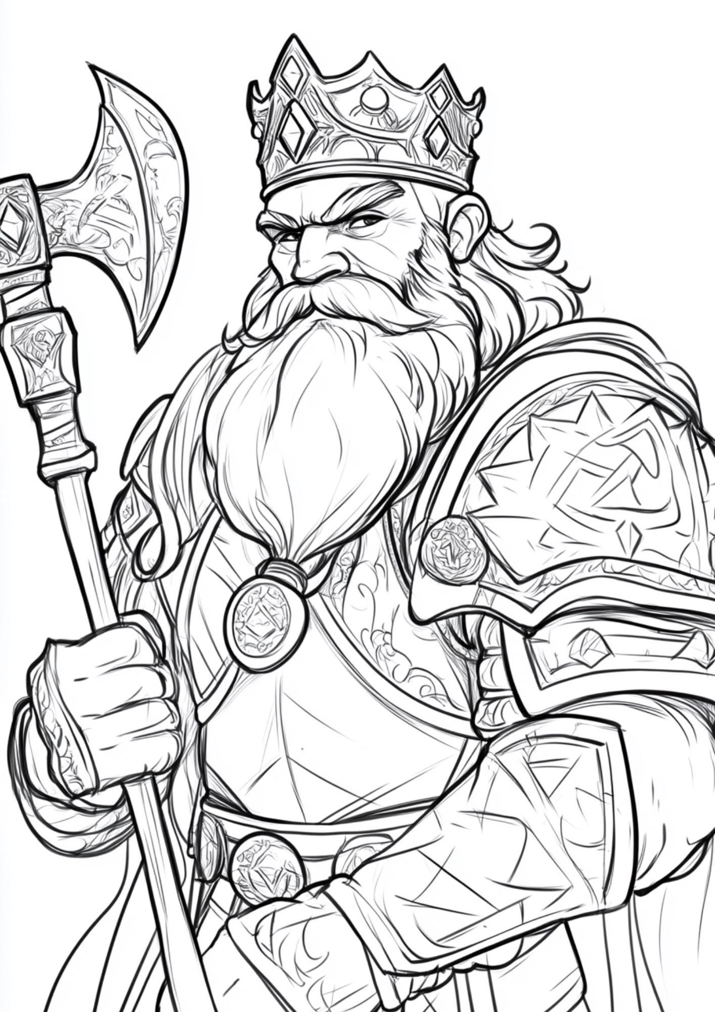 Legends in Line: Fantasy Portraits, 40 Page Coloring Book, Instant ...