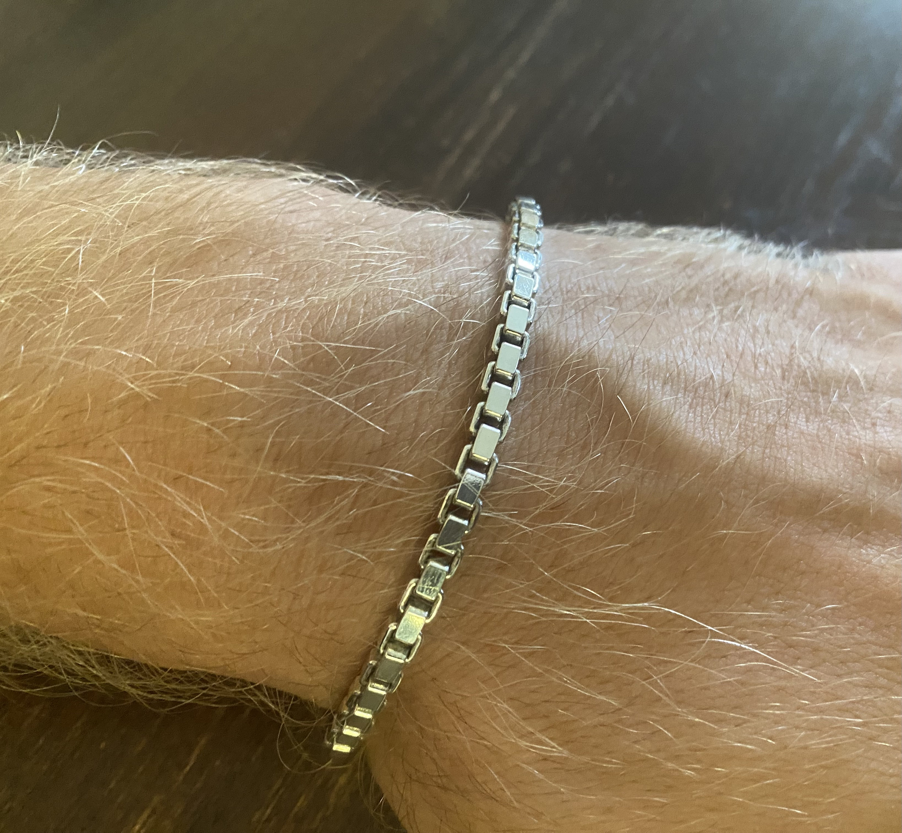 Mens Sterling Silver Box Link Bracelet,4mm - Etsy