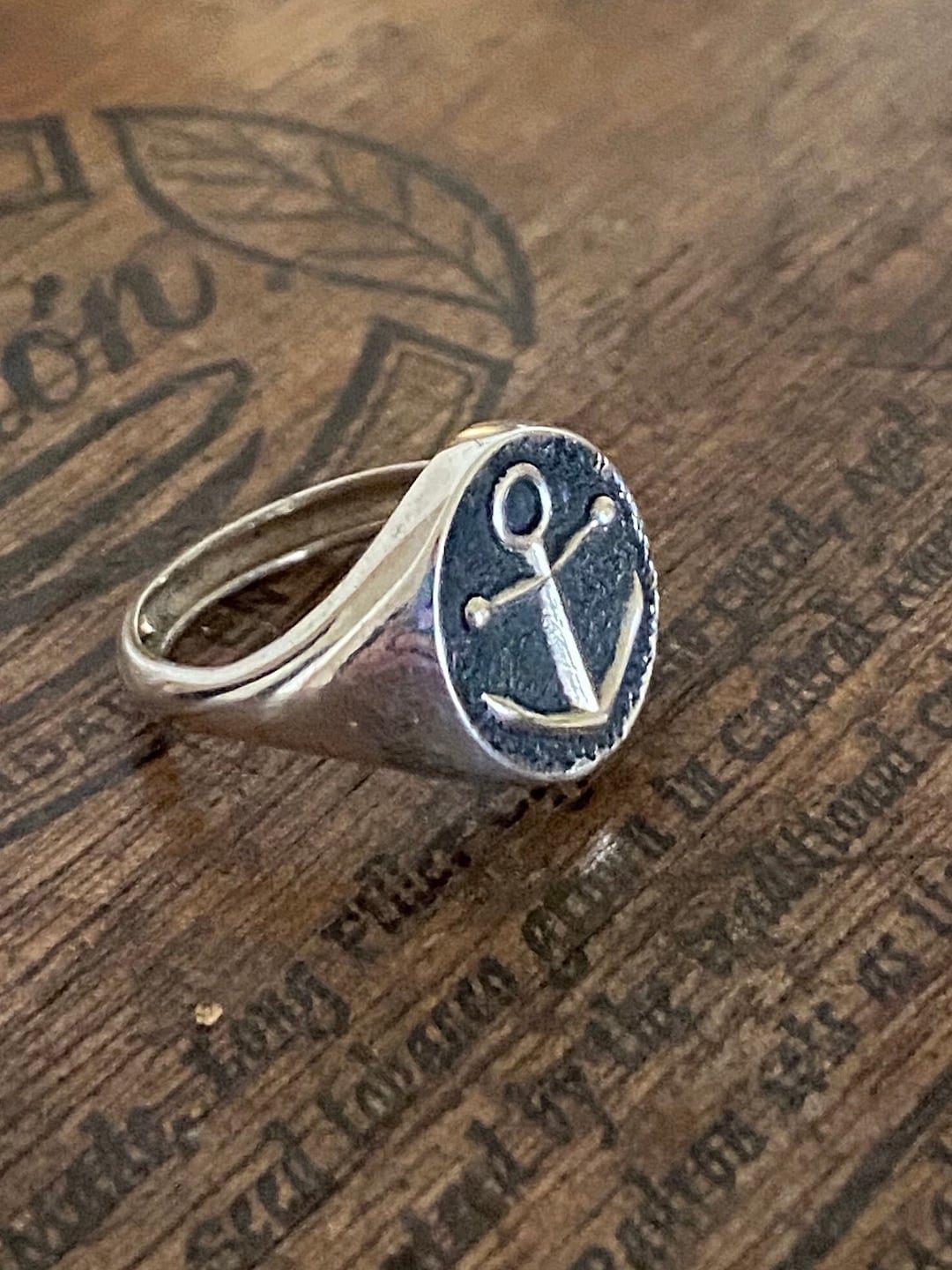 Sterling Silver Anchor Signet Ring,anchor Jewerly,oxidised Ring,silver ...