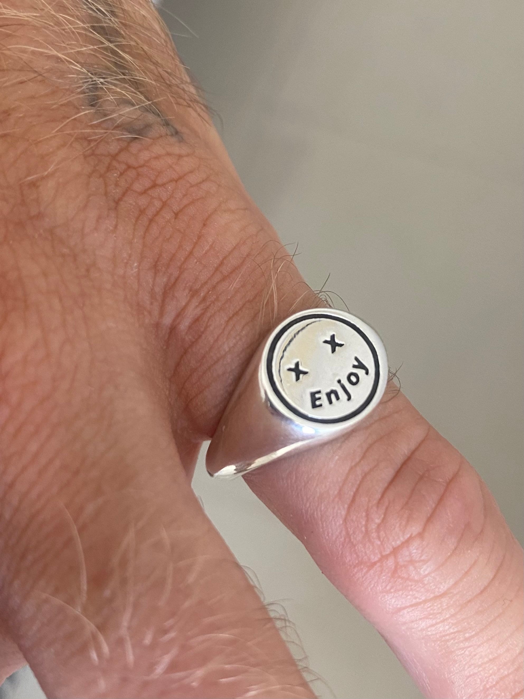 Sterling Silver Smiling Face Ring ,handmade,adjustable - Etsy