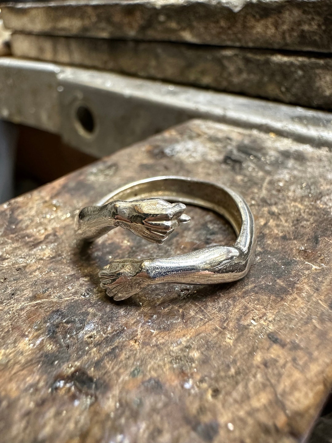 Sterling Silver Fists Ring Fist Bump Middle Finger - Etsy