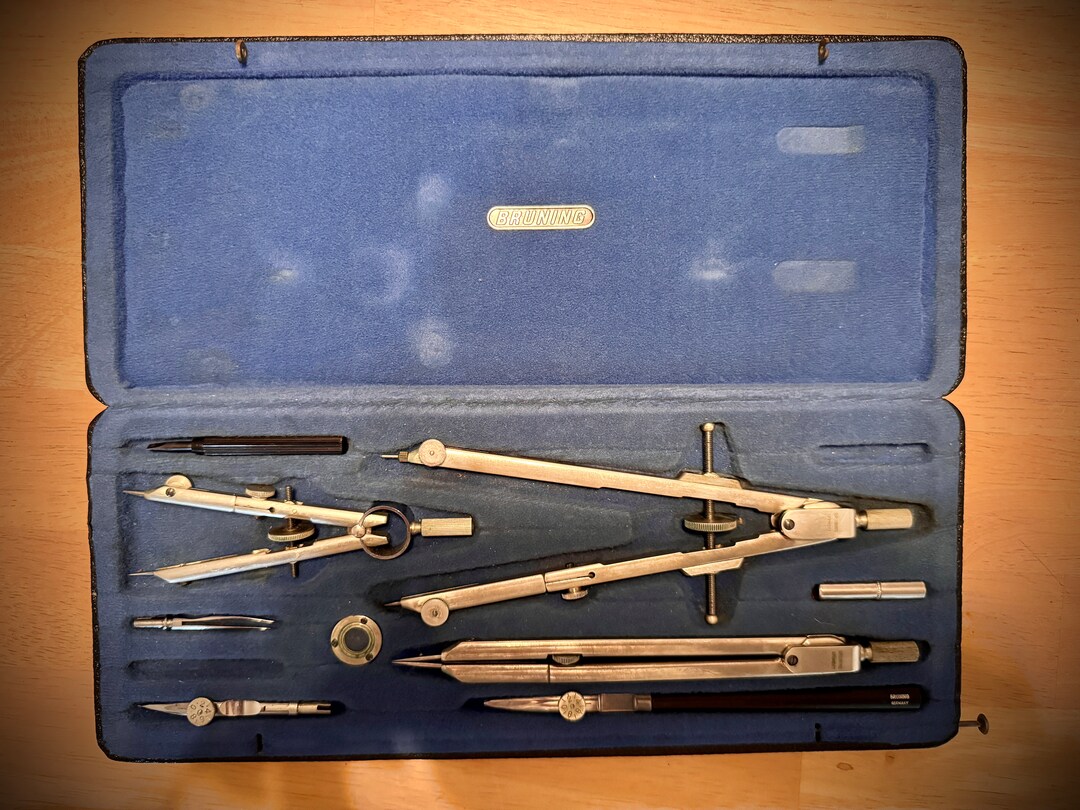 Vintage German Bruning 1524 Drafting Set - Etsy