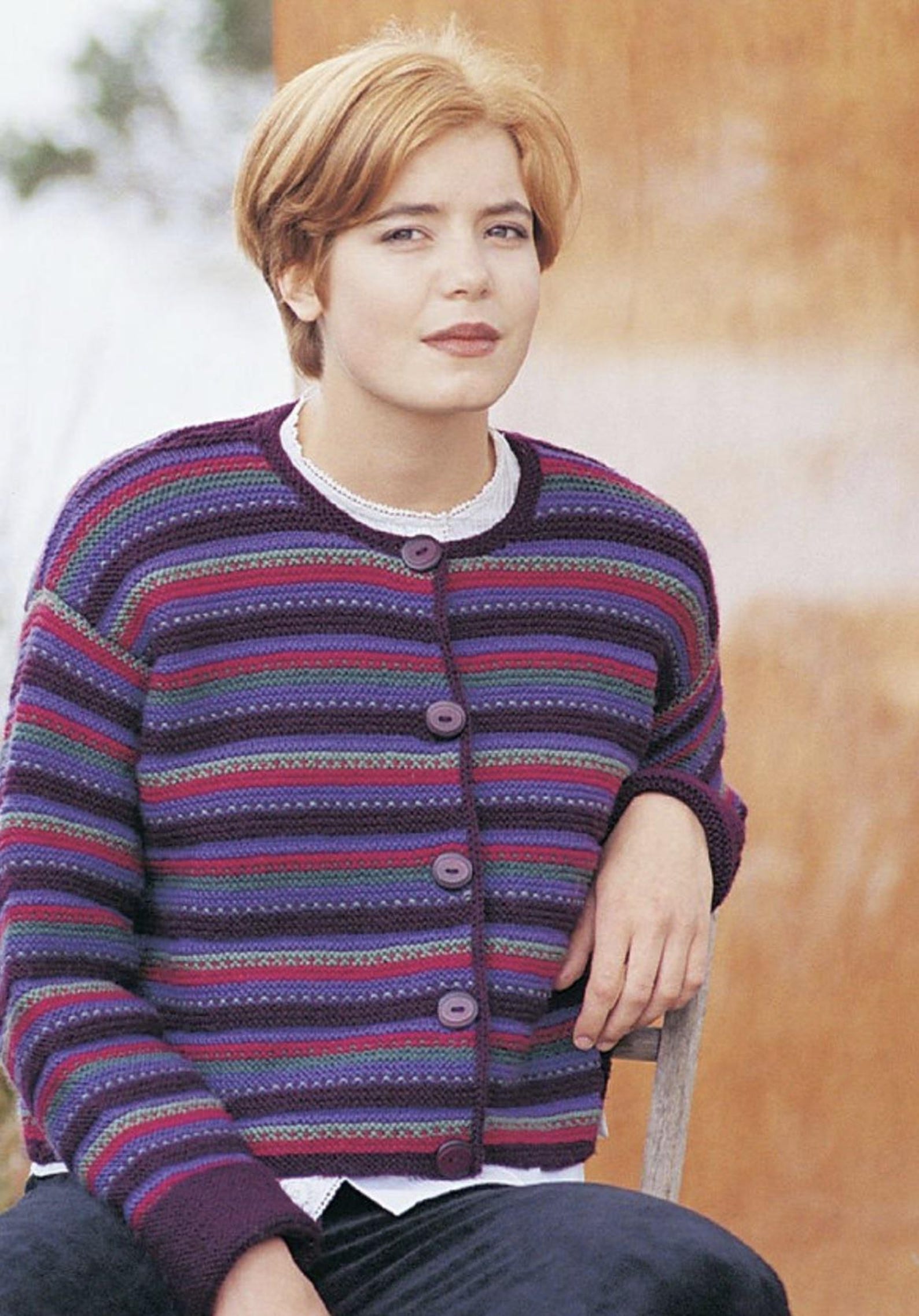 Garter Stitch Striped Jacket Long Version | 349 Anjuli Jacket ...