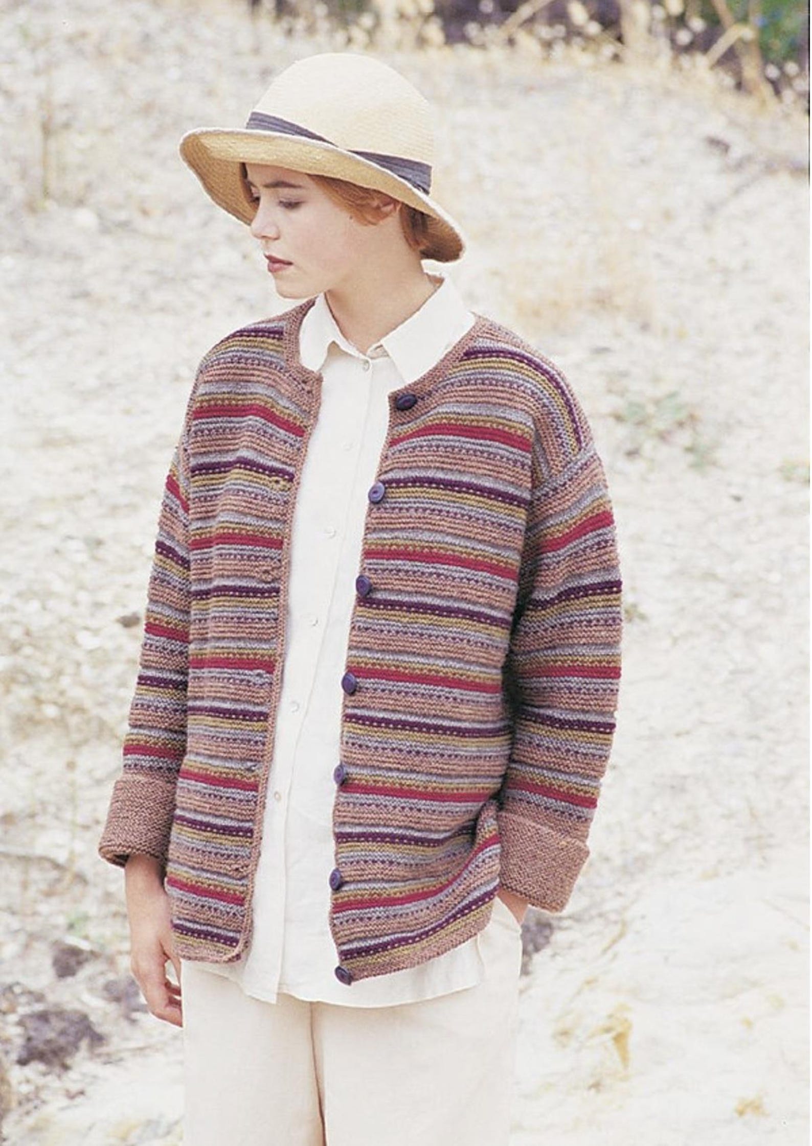 Garter Stitch Striped Jacket Long Version | 349 Anjuli Jacket ...