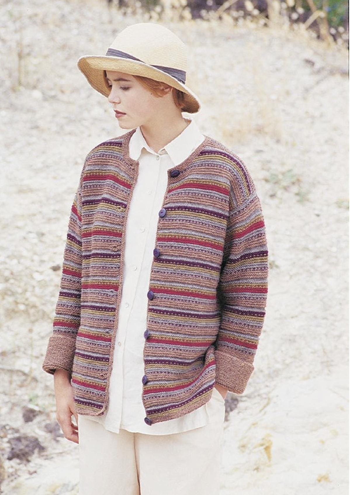 Garter Stitch Striped Jacket Long Version | 349 Anjuli Jacket ...