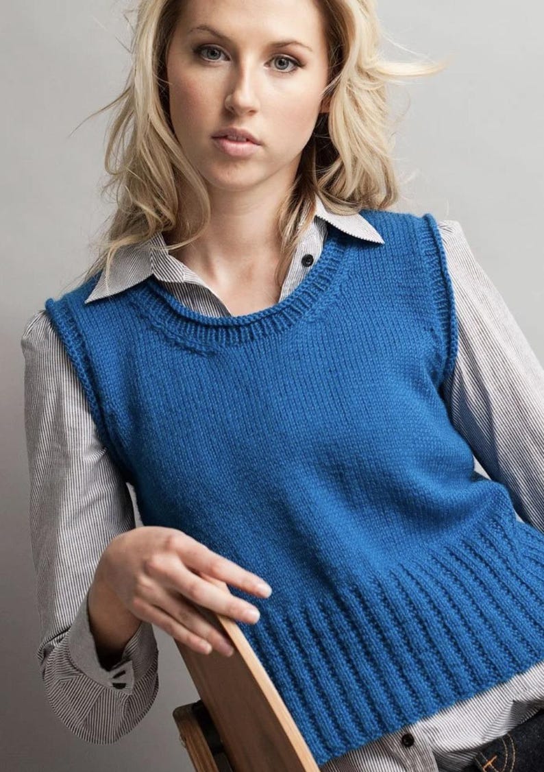 Womens Blue Wool Vest | 043 Scoop Neck Vest | Jo Sharp | Digital ...