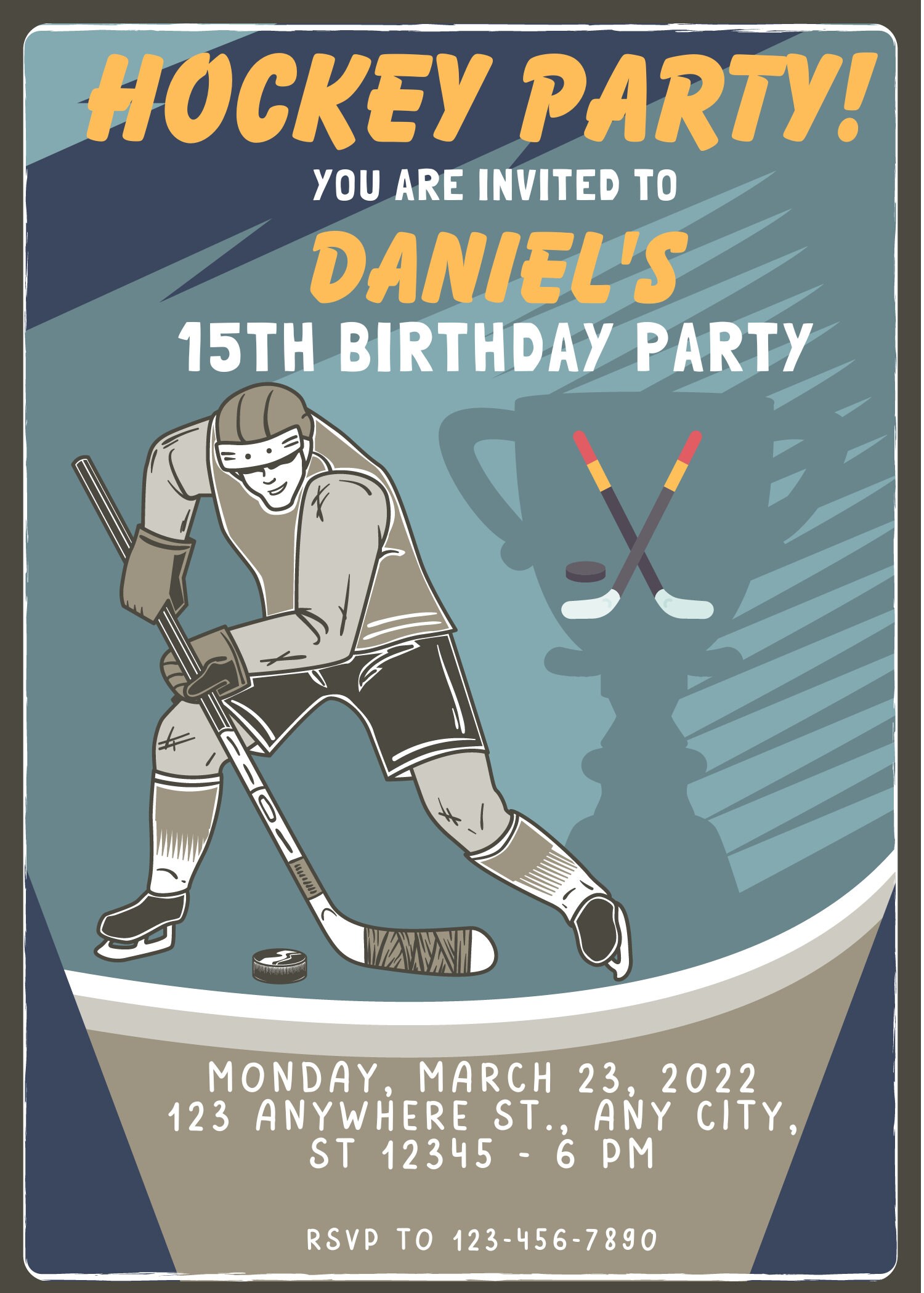 Digital Hockey Birthday Invitation Card | Customizable Sports Party ...