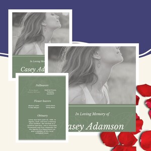 OBITUARY PROGRAM, FEMALE Funeral, in Loving Memory of Casey Adamson ...