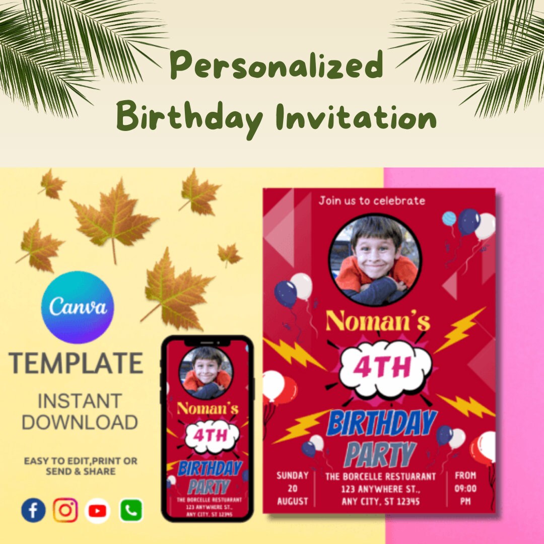 Personalized Birthday Invitation, Birthday Party Invitation, Fun ...