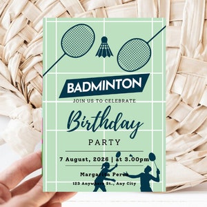 Badminton Digital Birthday Invitation Card Template - Etsy