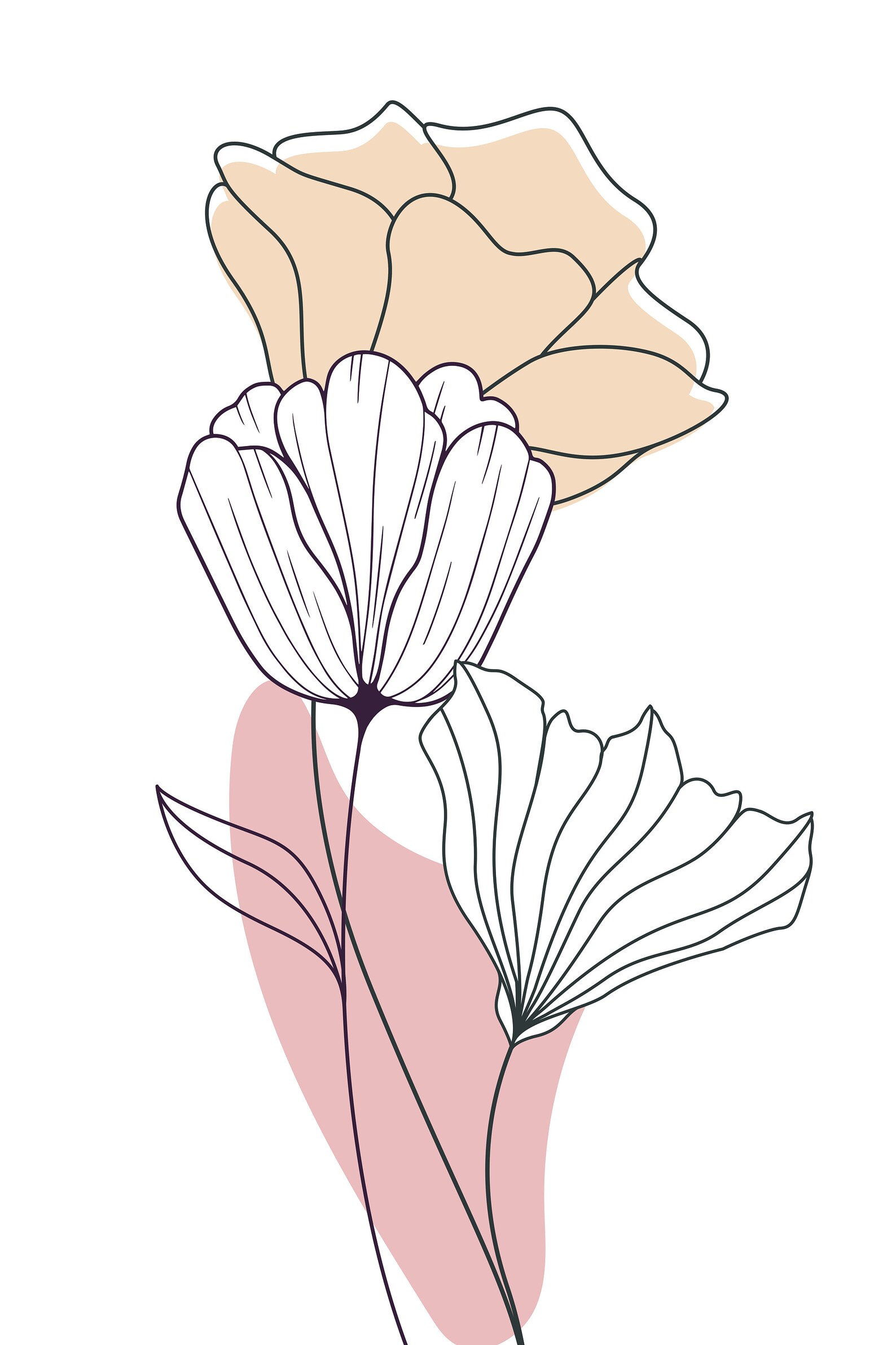 Minimalist Botanical Art Set of Flowers, Famous Wall Art, Geometric ...