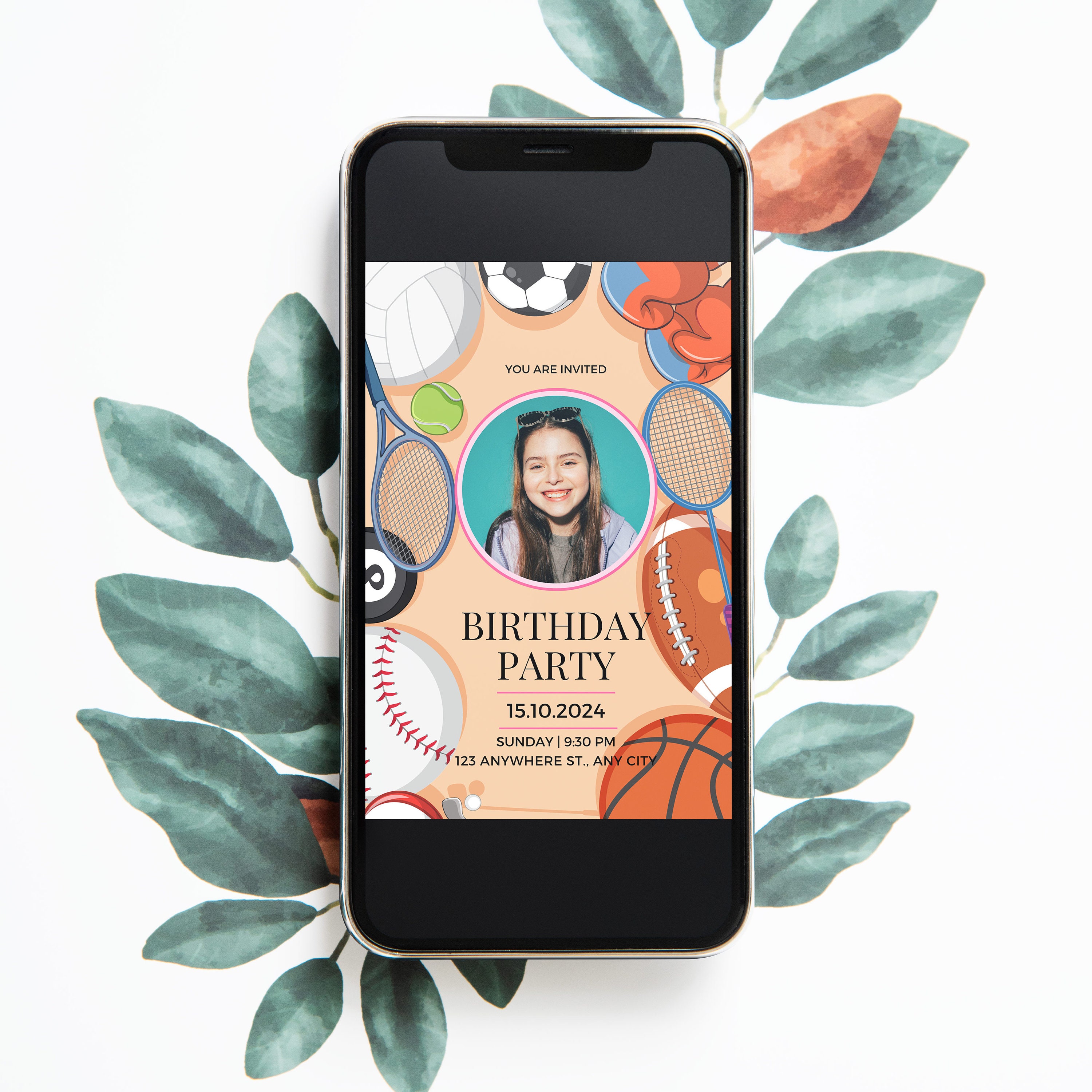 Digital Sports Birthday Invitation Card | Customizable Athlete Party ...