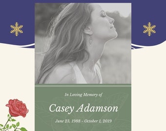 Female Obituary Template - Etsy