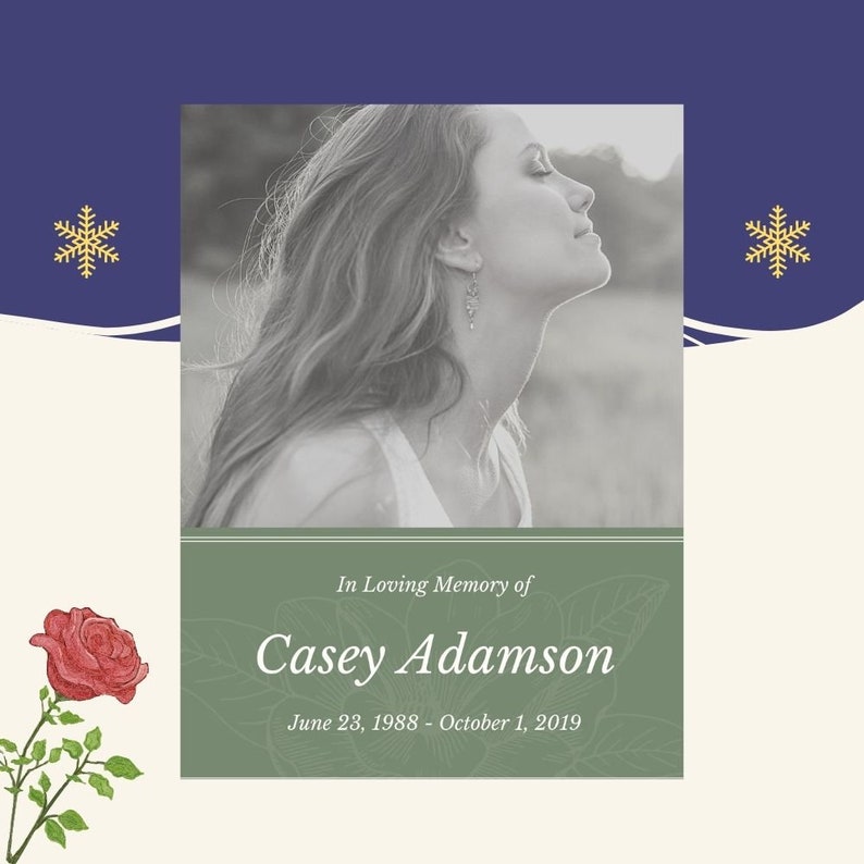 OBITUARY PROGRAM, FEMALE Funeral, in Loving Memory of Casey Adamson ...