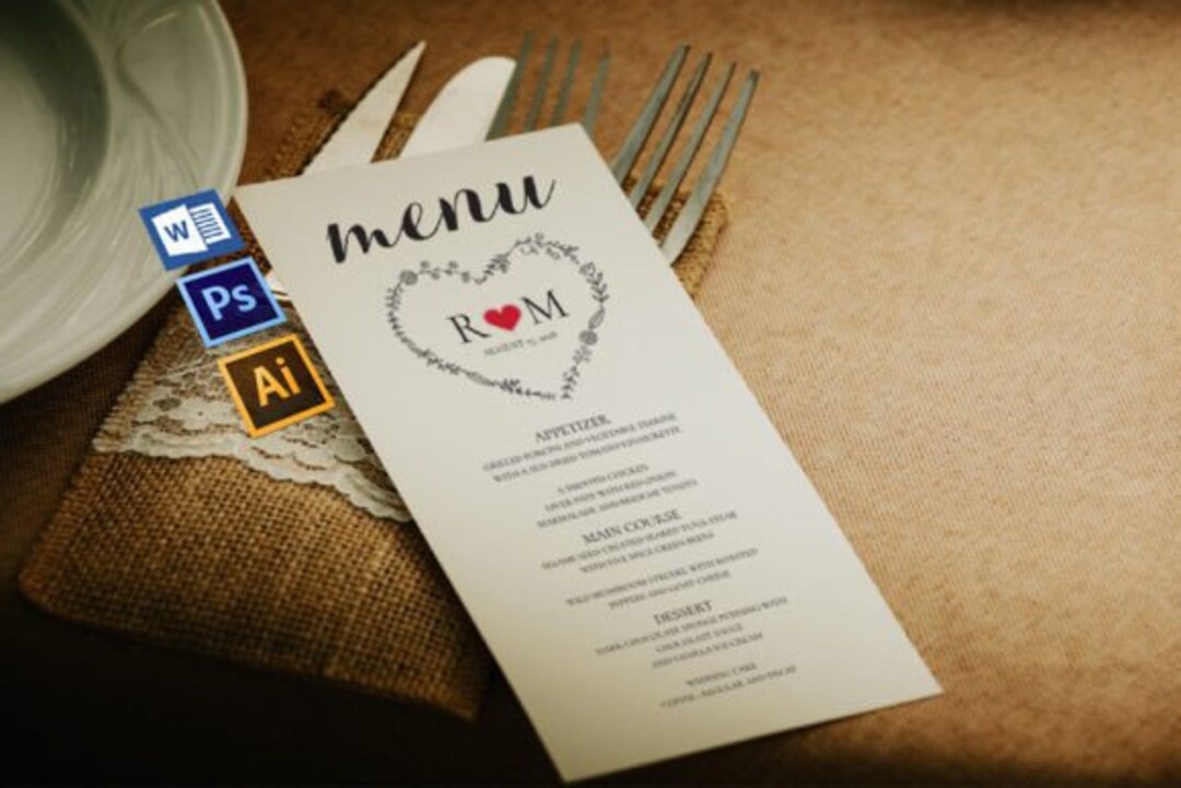 Customized Menu Card, Canva Edit Template, Instant Download Wedding ...