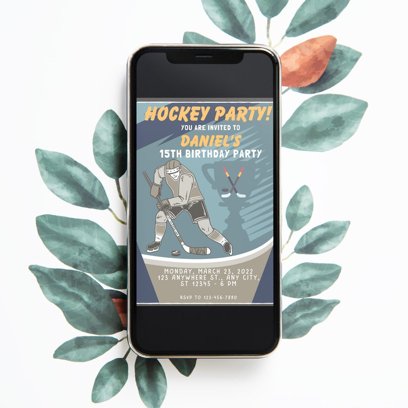 Digital Hockey Birthday Invitation Card | Customizable Sports Party ...