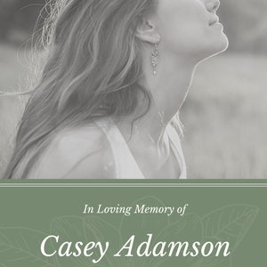 OBITUARY PROGRAM, FEMALE Funeral, in Loving Memory of Casey Adamson ...