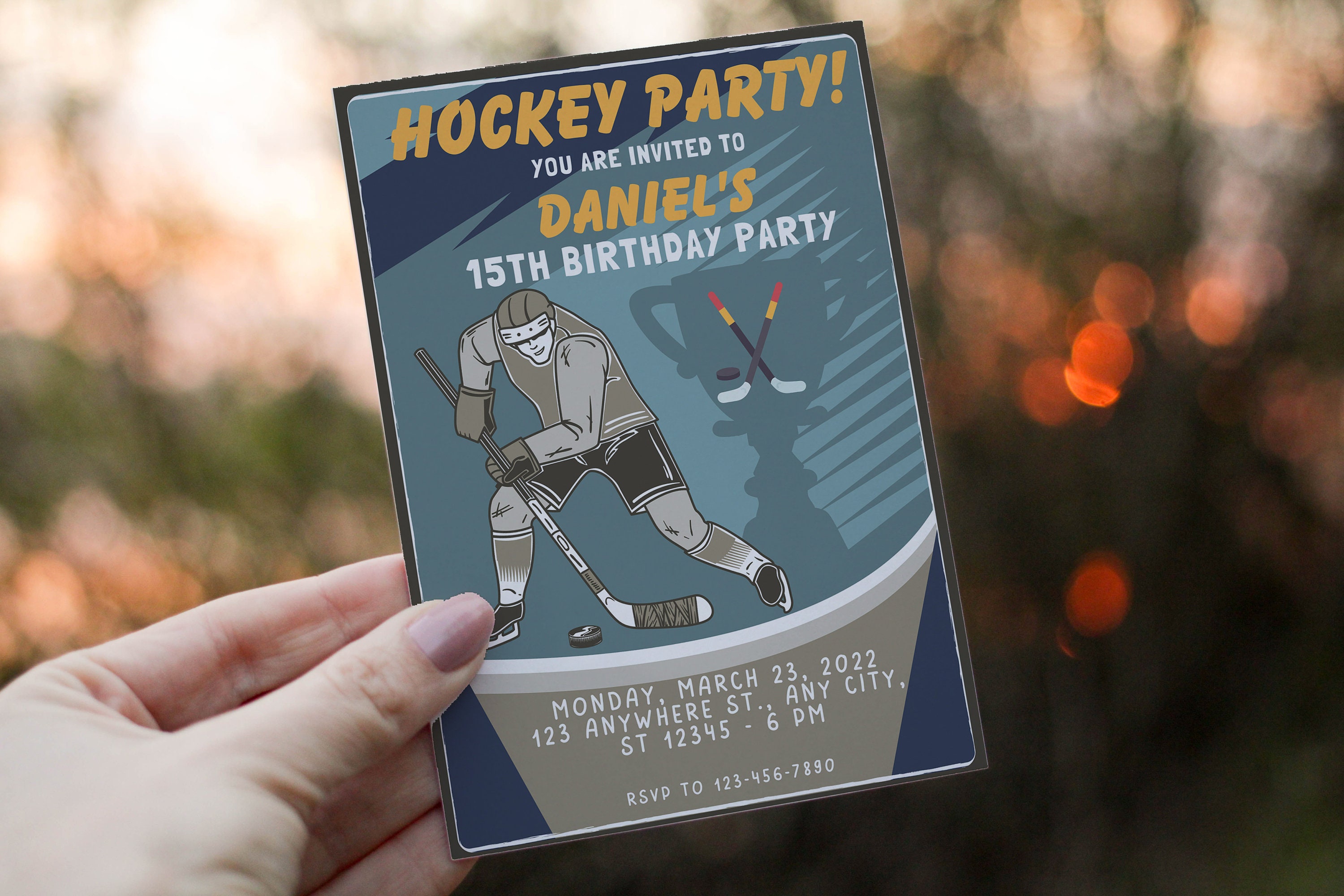 Digital Hockey Birthday Invitation Card | Customizable Sports Party ...