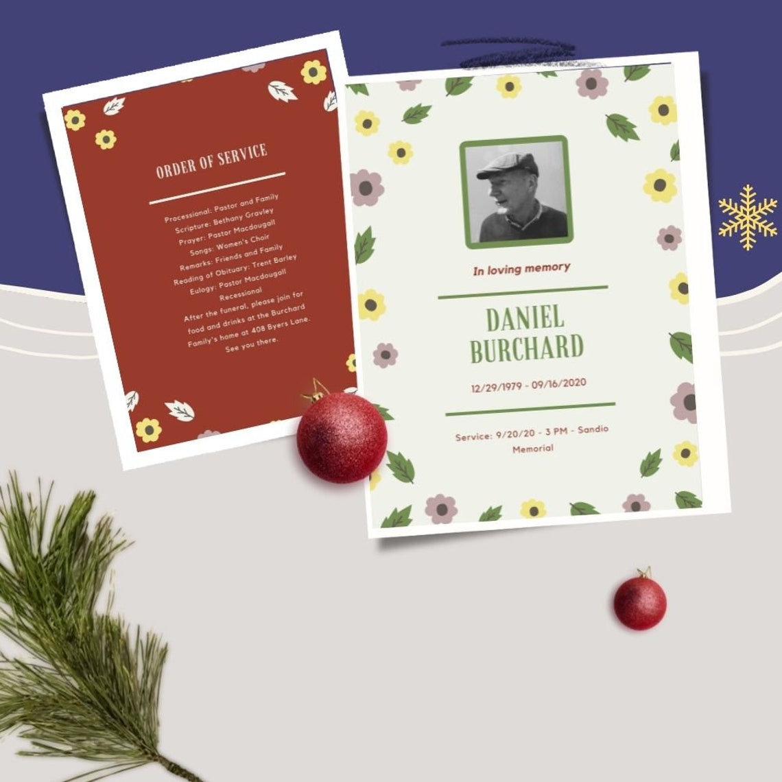 FUNERAL PROGRAM Funeral PRAYER Cards Editable Memorial - Etsy