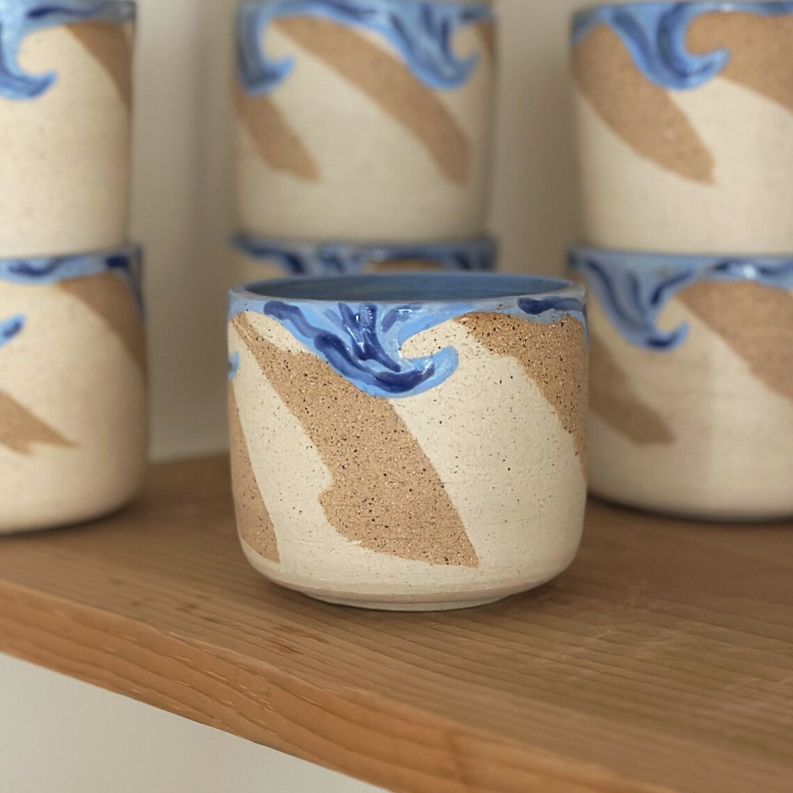 Wave Cups / Beach Swirled Small Tumblers / Handmade Pottery and ...