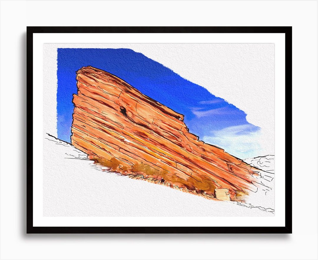 Colorado, Red Rocks, Mountain Sketch, Wall Art, Travel, Digital Prints ...